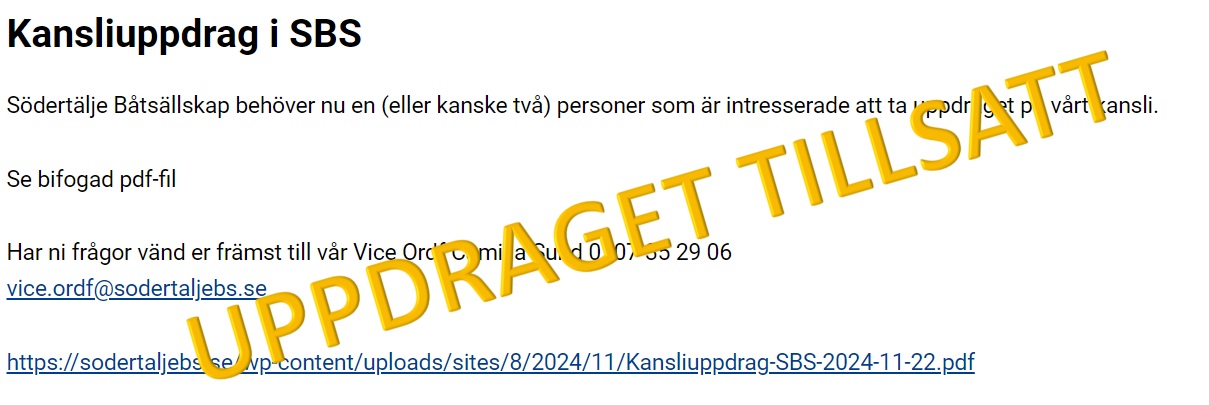 Lediga Uppdrag - Södertälje Båtsällskap